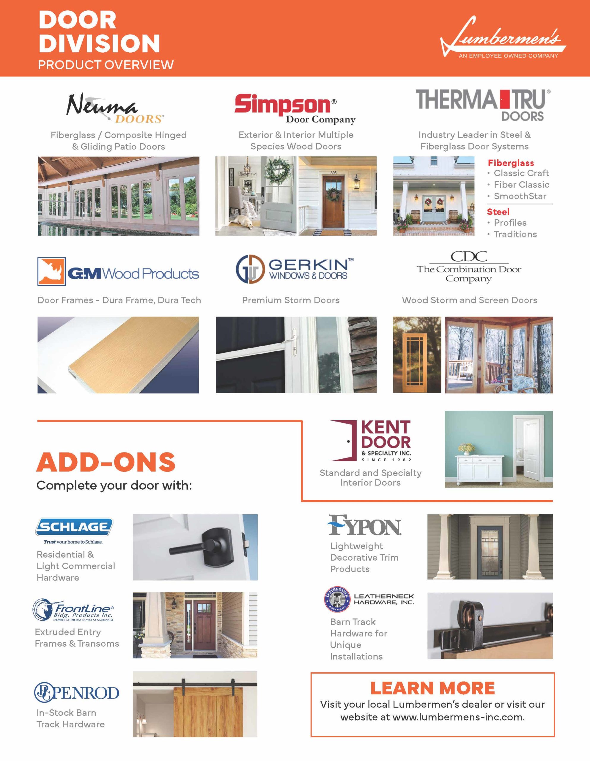 Door Division Product Overview Sheet - Lumbermen's Inc. Building ...